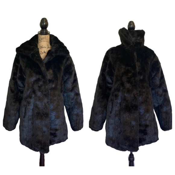 Vintage | Jackets & Coats | Domini Faux Fur Black Vintage Inspired Coat ...